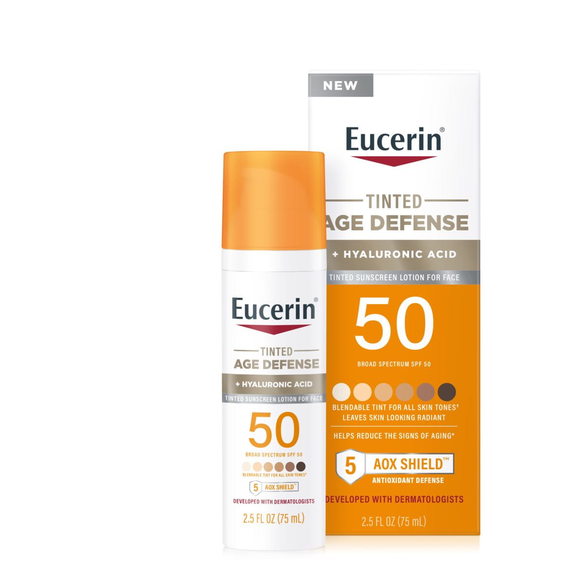 Tinted Age Defense Face Sunscreen Lotion Spf 50 Eucerin Sun